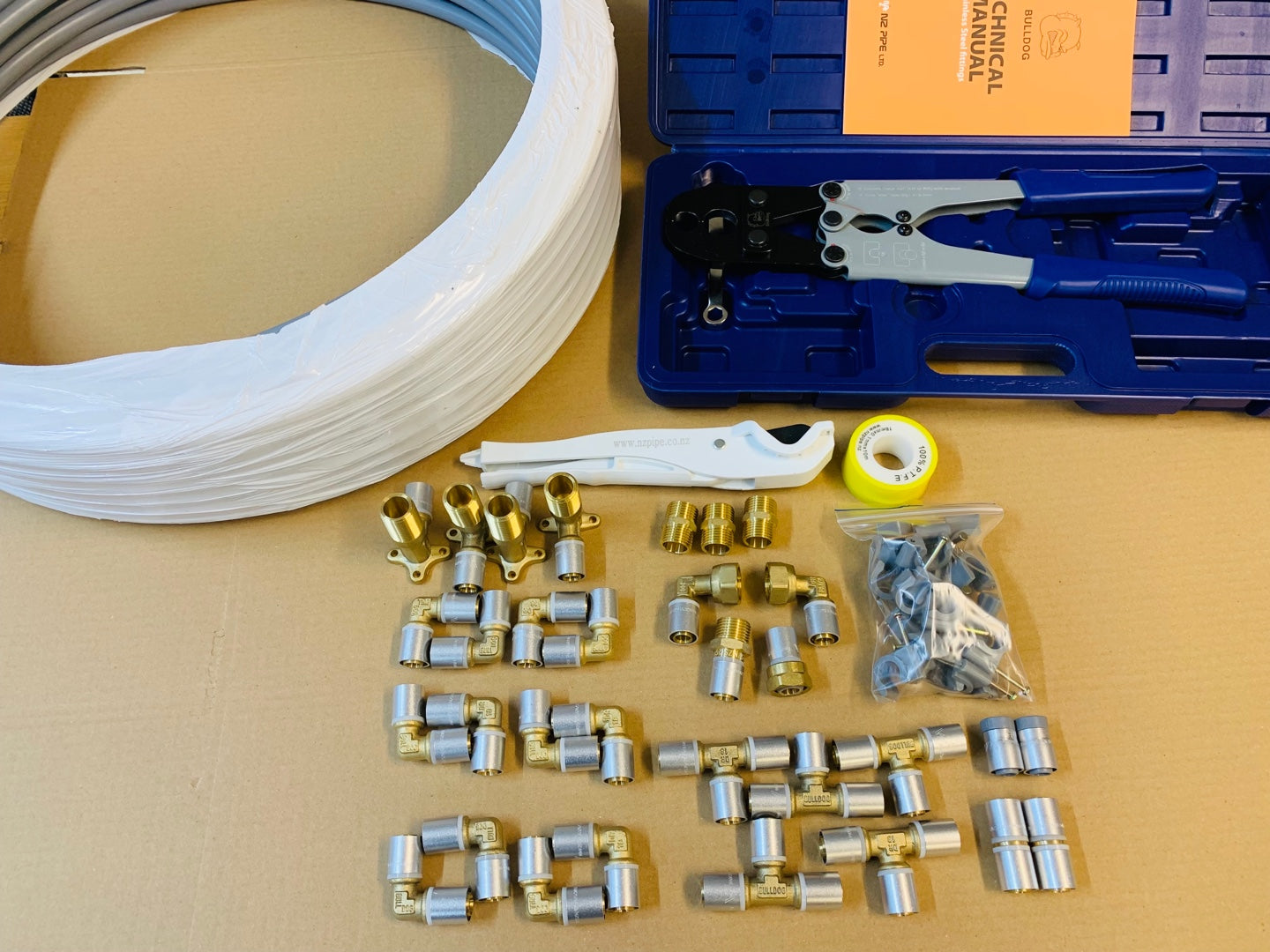 [P36] Crimping Tool + Bathroom Brass fittings Kit – NZ Pipe